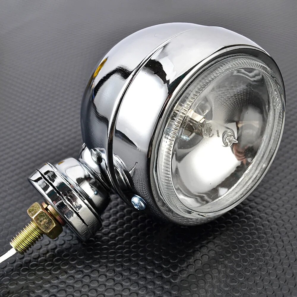 Винтажная фара для мотоцикла Harley Sportster Chopper Bobber Retro Cafe Racer Royal Enfield Scrambler, передняя противотуманная фара прозрачный