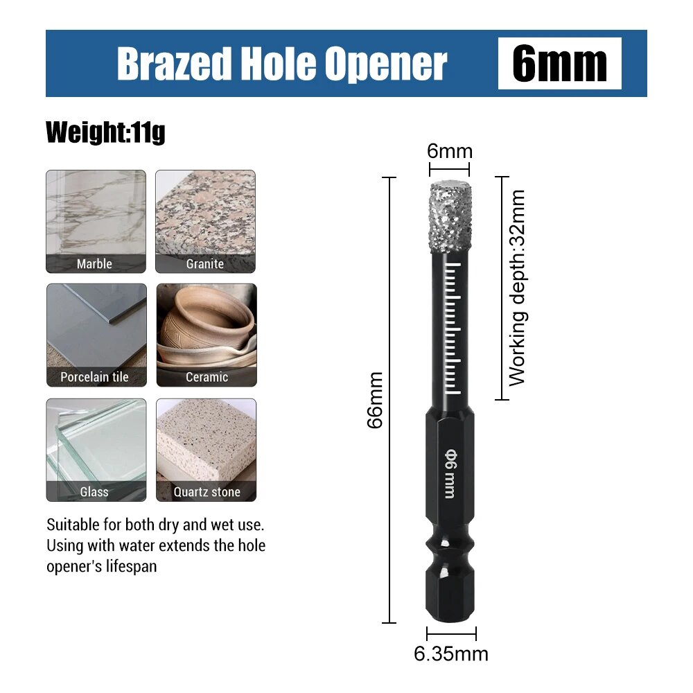 Алмазные сверла XMSJ GlassDrill 5-35 мм 6mm