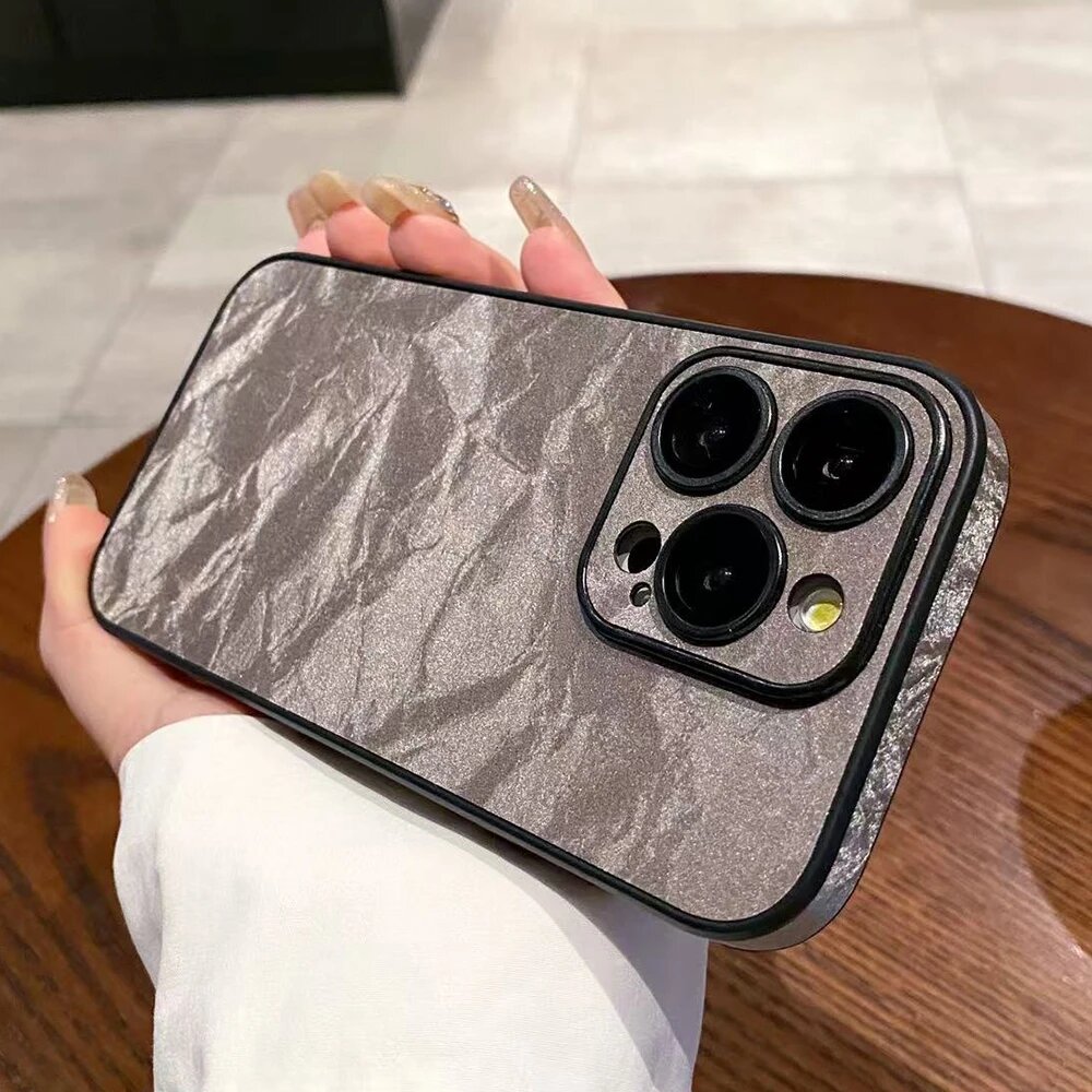 Роскошный кожаный бархатный тканевый чехол для iPhone 16 Pro Max 15 14 13 Серый, для айфона 15, Gray