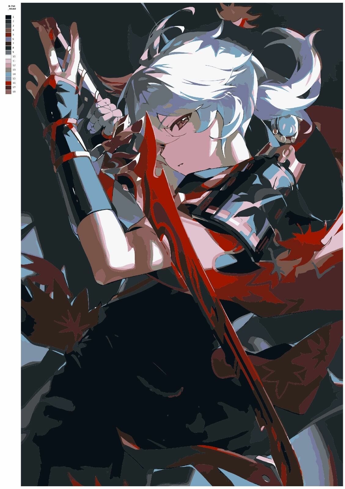 Картина по номерам R-754 "Компьютерная игра - Genshin Impact (Геншин Импакт). Кадзуха" 40х60 см