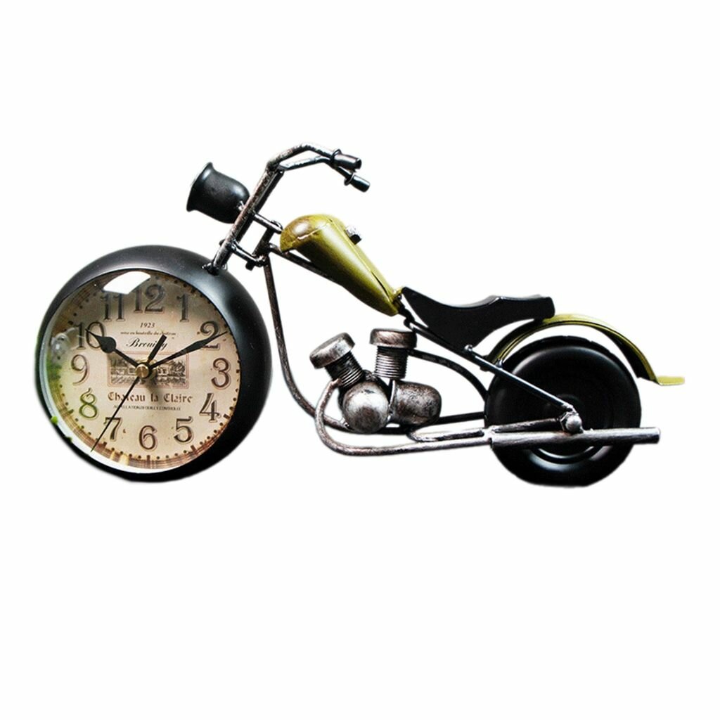 Ретро антикварная модель мотоцикла, часы, металлическая настольная полка, декоративное железное художественное украшение для декора дома и офиса