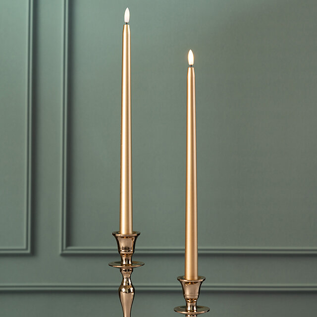 Столовая светодиодная свеча с имитацией пламени Romance 38 см золотая, 2 шт с пультом, таймер, на батарейках, Koopman, AWL101460