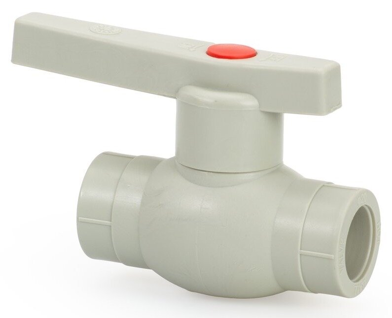 Кран шаровый для воды Lammin / Ламмин прямой, полипропилен, серый, диаметр трубы 20мм / запорная арматура