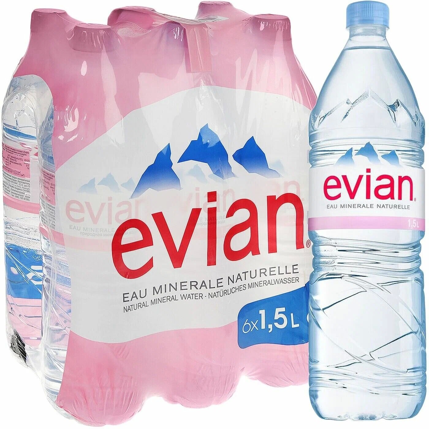 Evian 1,5л.*6шт. Evian Вода минеральная Производство - Франция