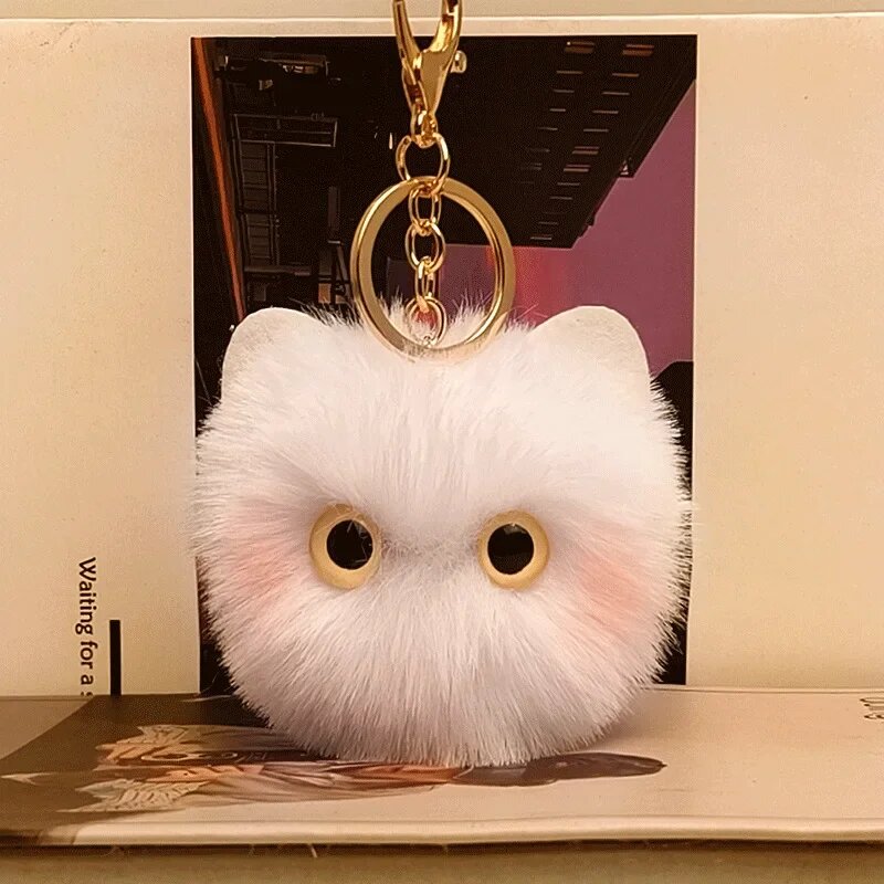 Плюшевый брелок с котом MOONBIFFY Белый, White cat - round
