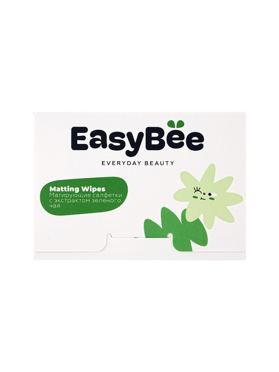 Салфетки для лица EASYBEE BEATY DAY матирующие с экстрактом зеленого чая 50 шт