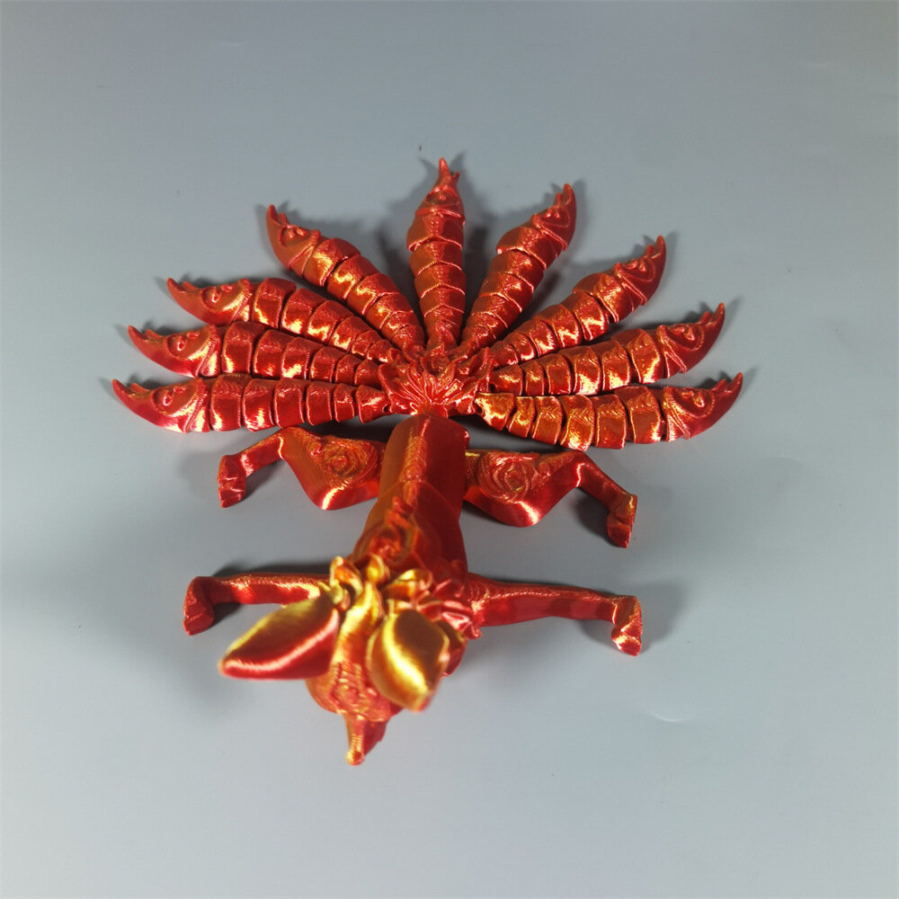 Адвент-календарь "Девятихвостая Лиса", 3D-печать, золотисто-красный/золотисто-розовый