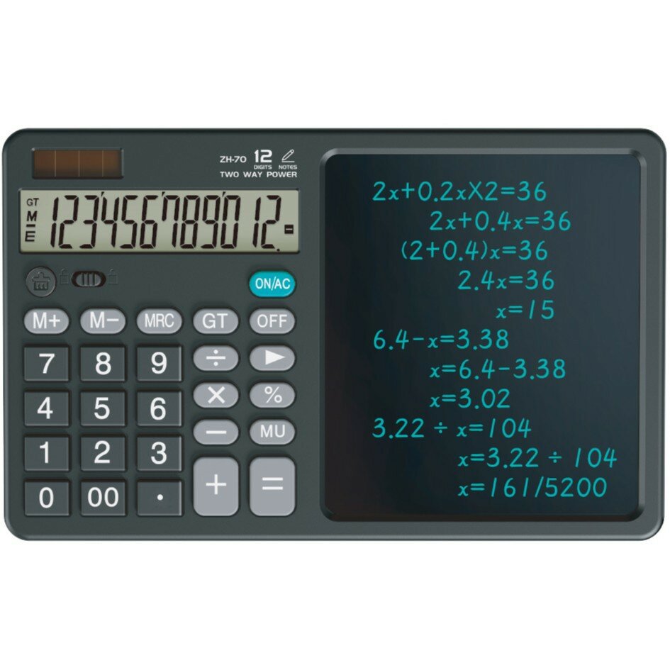 Калькулятор-планшет, многофункциональный, солнечный, черный