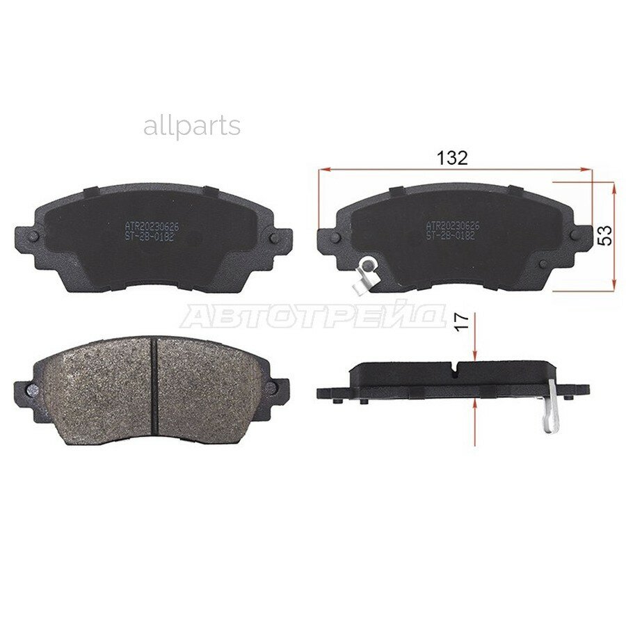 SAT ST-28-0182 Колодки тормозные (Спереди) Toyota Corolla (E110) 95-01