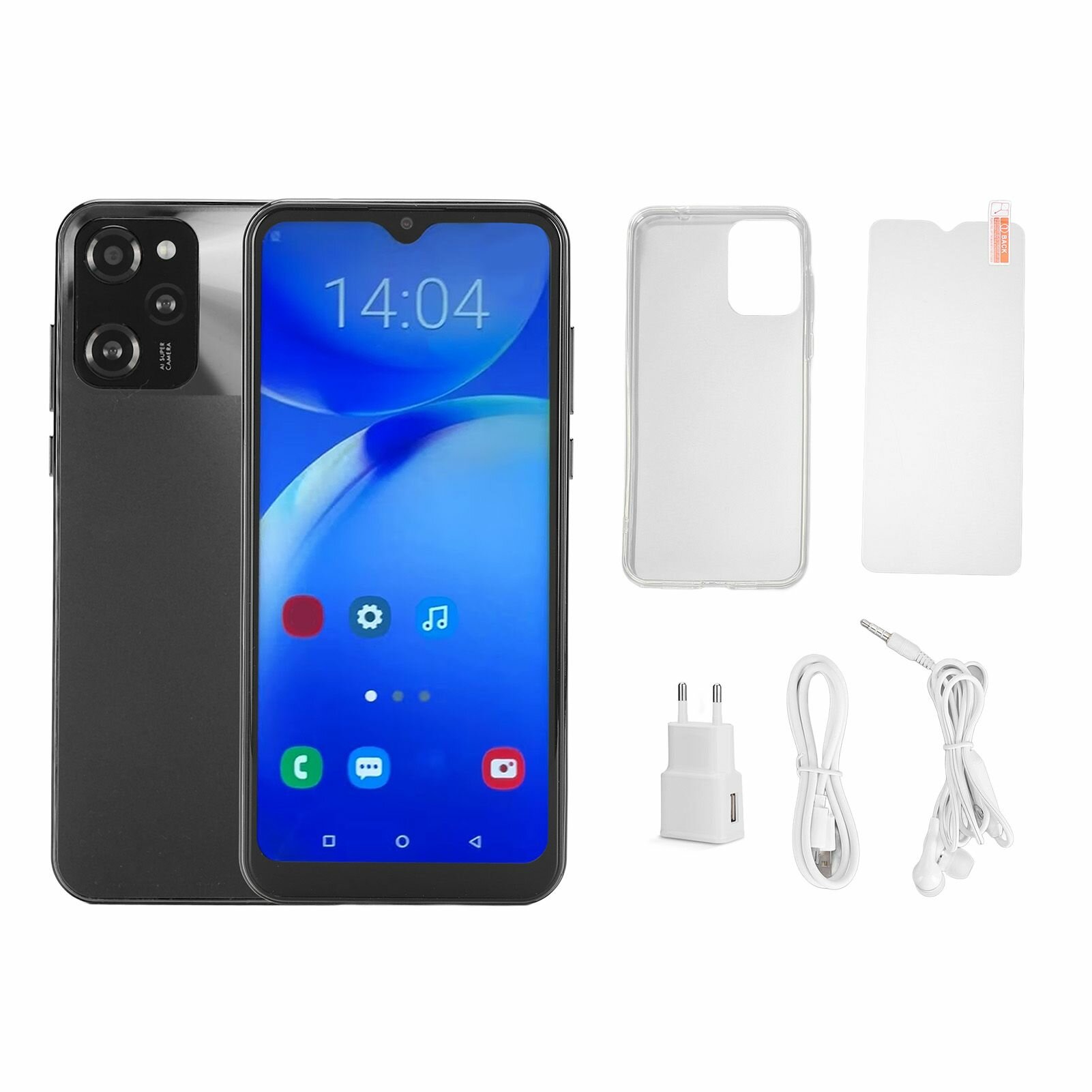 Смартфон 6.5" 4/64GB, камеры 5/13 МП, 6800 мАч, Android 13 (Черный, EU)