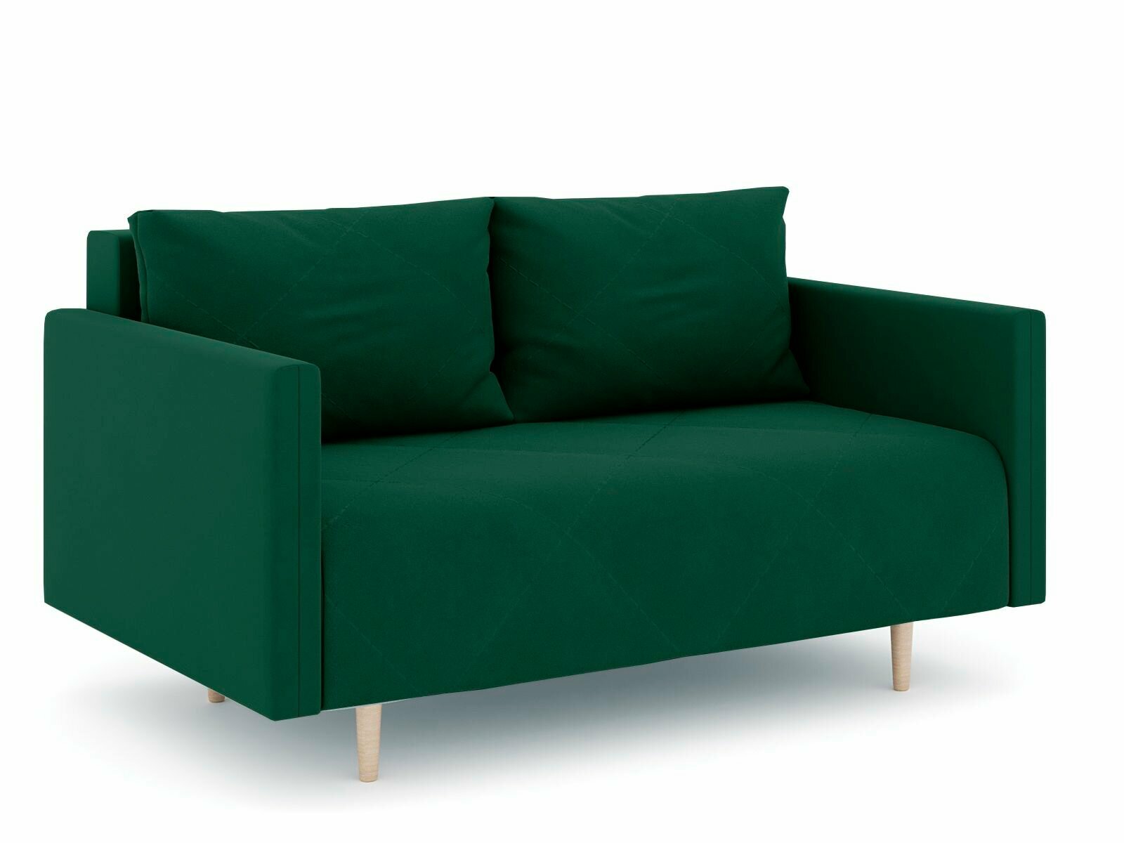 Диван Милли мини 2-х местный с локтями, без механизма трансформации, велюр Зара Малахит 33