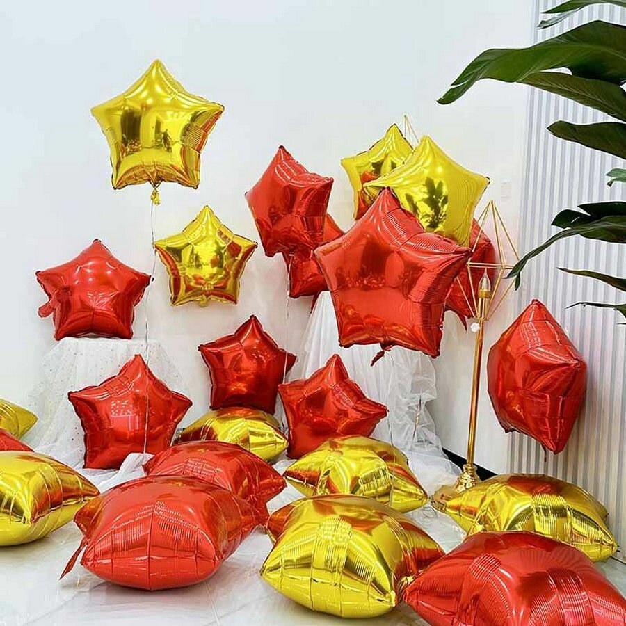 Воздушные фольгированные шары Звезды 20шт 46см