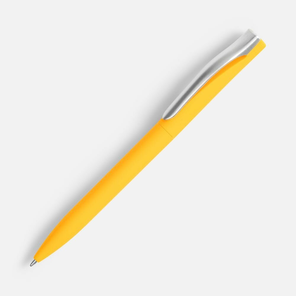 12 шт. Ручка шариковая Pin Soft Touch, желтая, Open