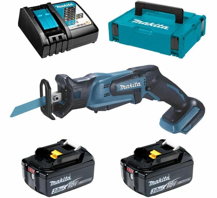 Аккумуляторная сабельная пила MAKITA DJR185RFE LXT 18В, ход 13мм, рез 50мм (2 акк.3.0Ач, з/у)