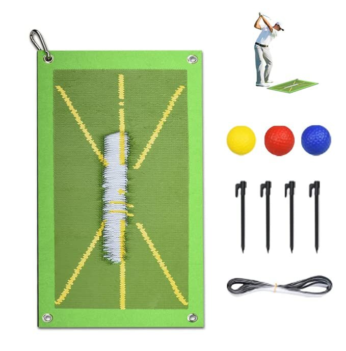 Коврик для тренировки гольфа с определением удара, показывающий траекторию размаха, коврик для гольфа, коврик для практики размаха, оборудование для тренировки гольфа для тренировок в помещении/на открытом воздухе, 1 коврик для тренировки гольфа, 3 мяча