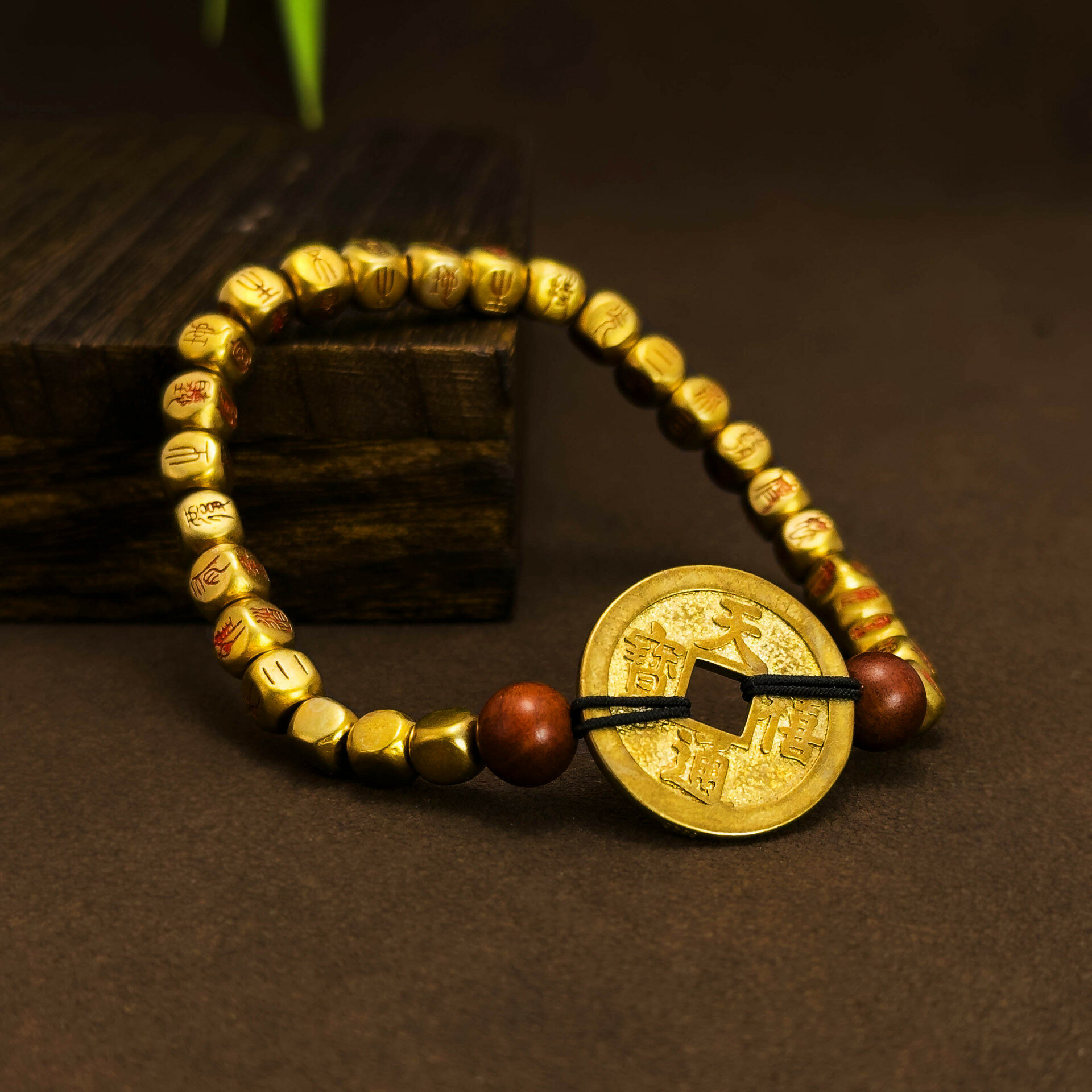 Браслет для гадания, YM Золото Мантра Плетеный Ретро Даосский Удача