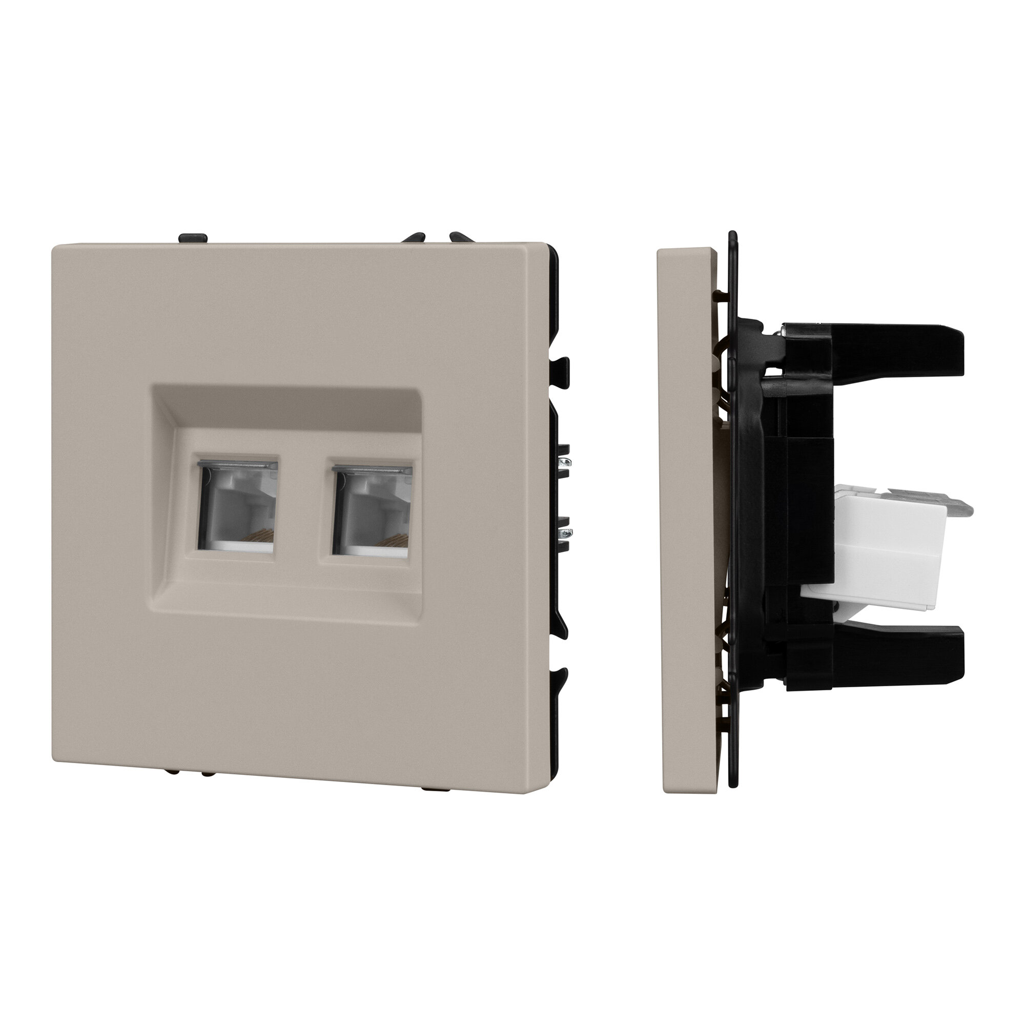 Механизм сдвоенной компьютерной розетки SCT-NOBE-MPC2-SFPL-CA (RJ-45, CAT6) (Arlight, Кашемир) 059450