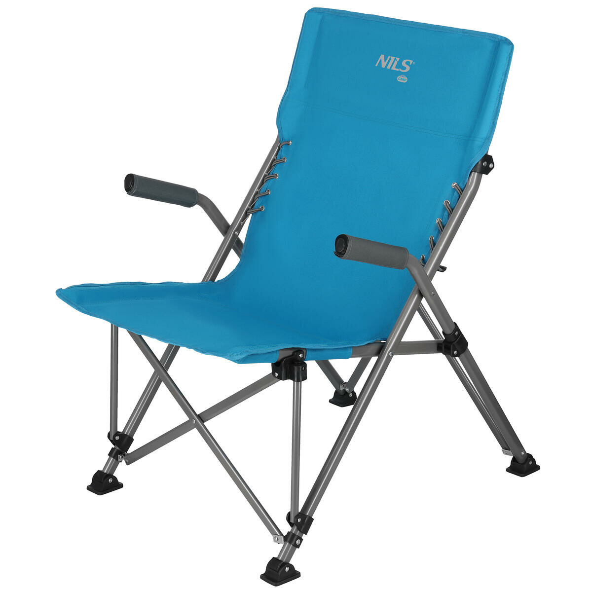 Decathlon Кемпинговый стул Nils Camp NC3704 - со стальным каркасом, макс. нагрузка до 120 кг, складной. Цвет синий/черный