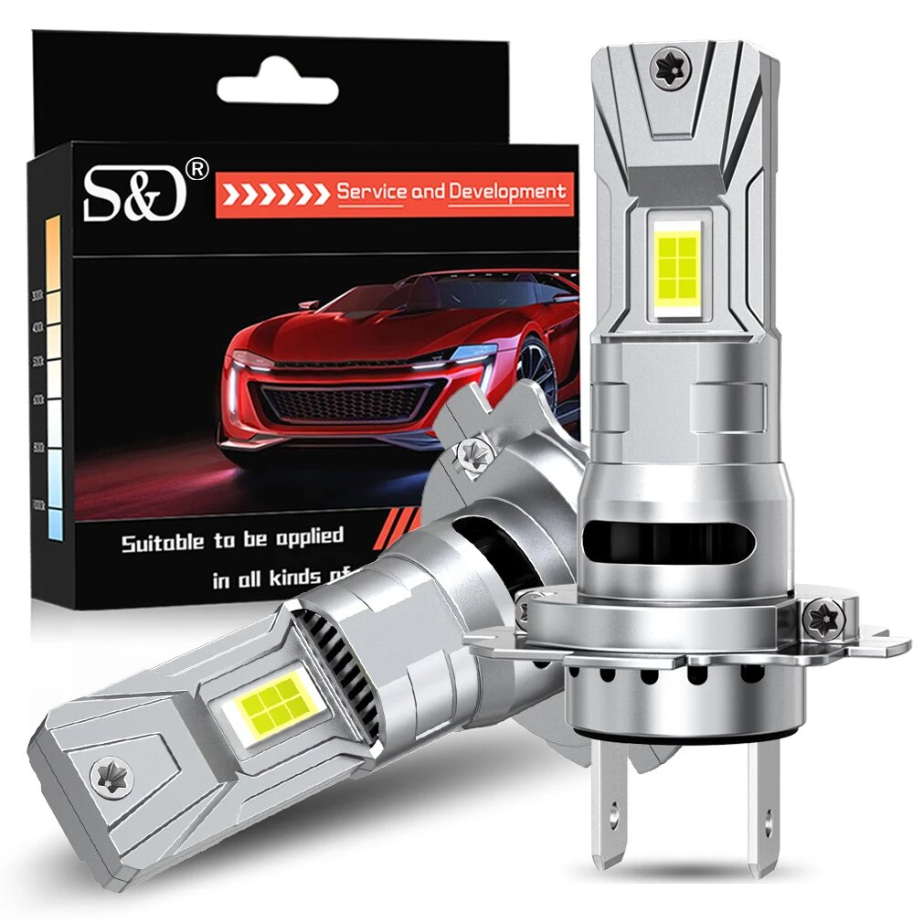 S&D H1 H7 Светодиодная лампа для фар Mini Canbus 120W 60000LM CSP для автомобильных фар, противотуманных фар, 12-24V 6000K