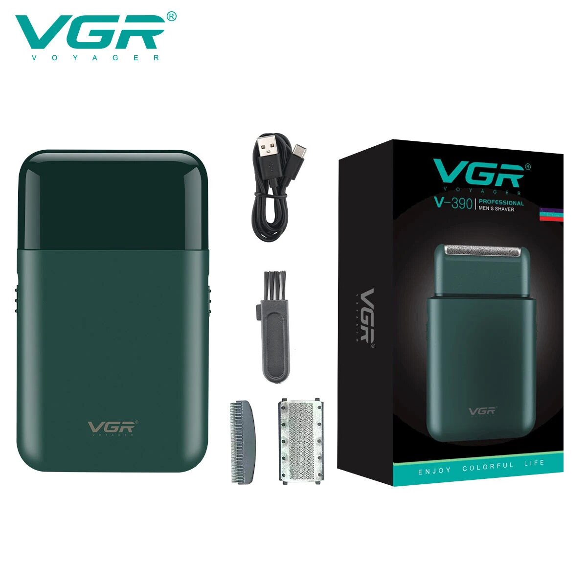 Электробритва VGR V-390 mini, green blade