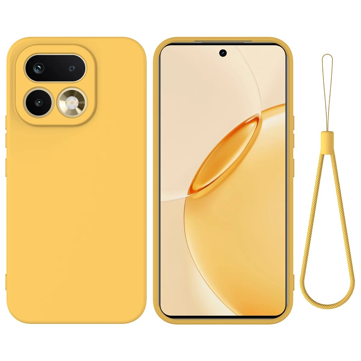 Чехол из жидкого силикона с ремешком для Realme 16 Pro 5G, мягкий, приятный на ощупь, противоударный, защитный чехол-бампер для Realme 16 Pro 5G