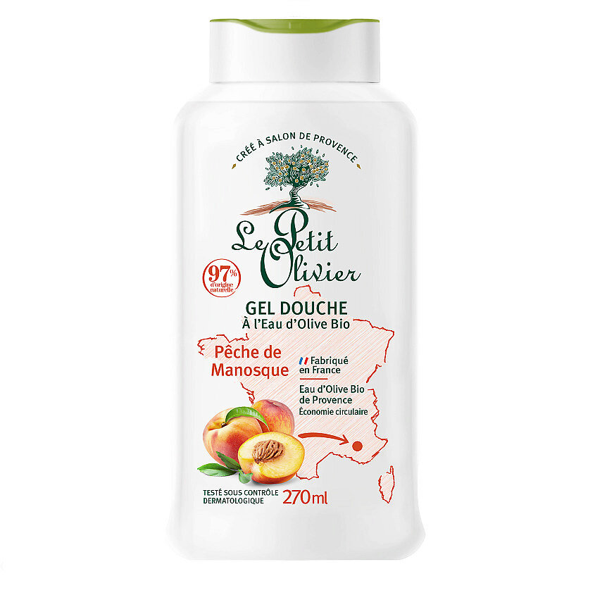 LE PETIT OLIVIER Гель для душа увлажняющий Персик из Маноска Peche de Manosque Gel Douche, 270 мл