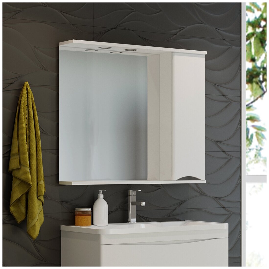 Зеркало-шкаф Misty Элвис 85 правый белый