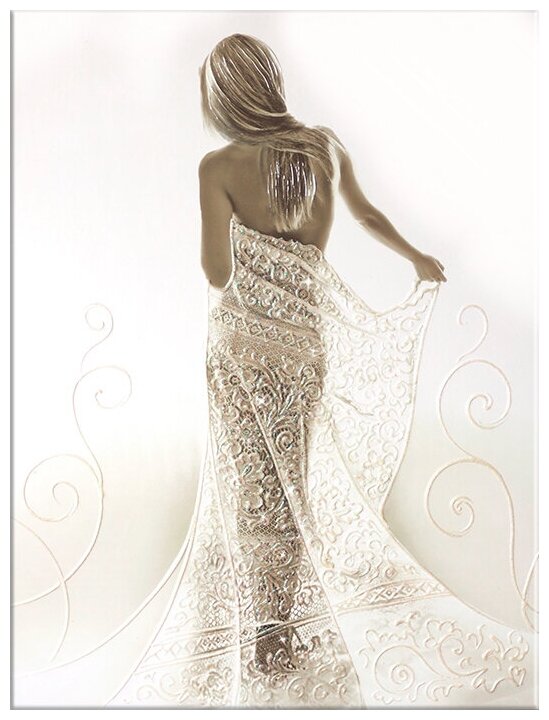 Картина "Аделина" 80x120 см. Девушка интерьерная картина на стену в спальню, с объёмным декором, акрил. (плекси-арт) Графис