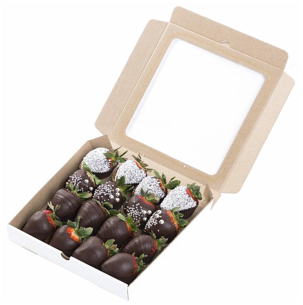 Коробка клубники в шоколаде 16шт