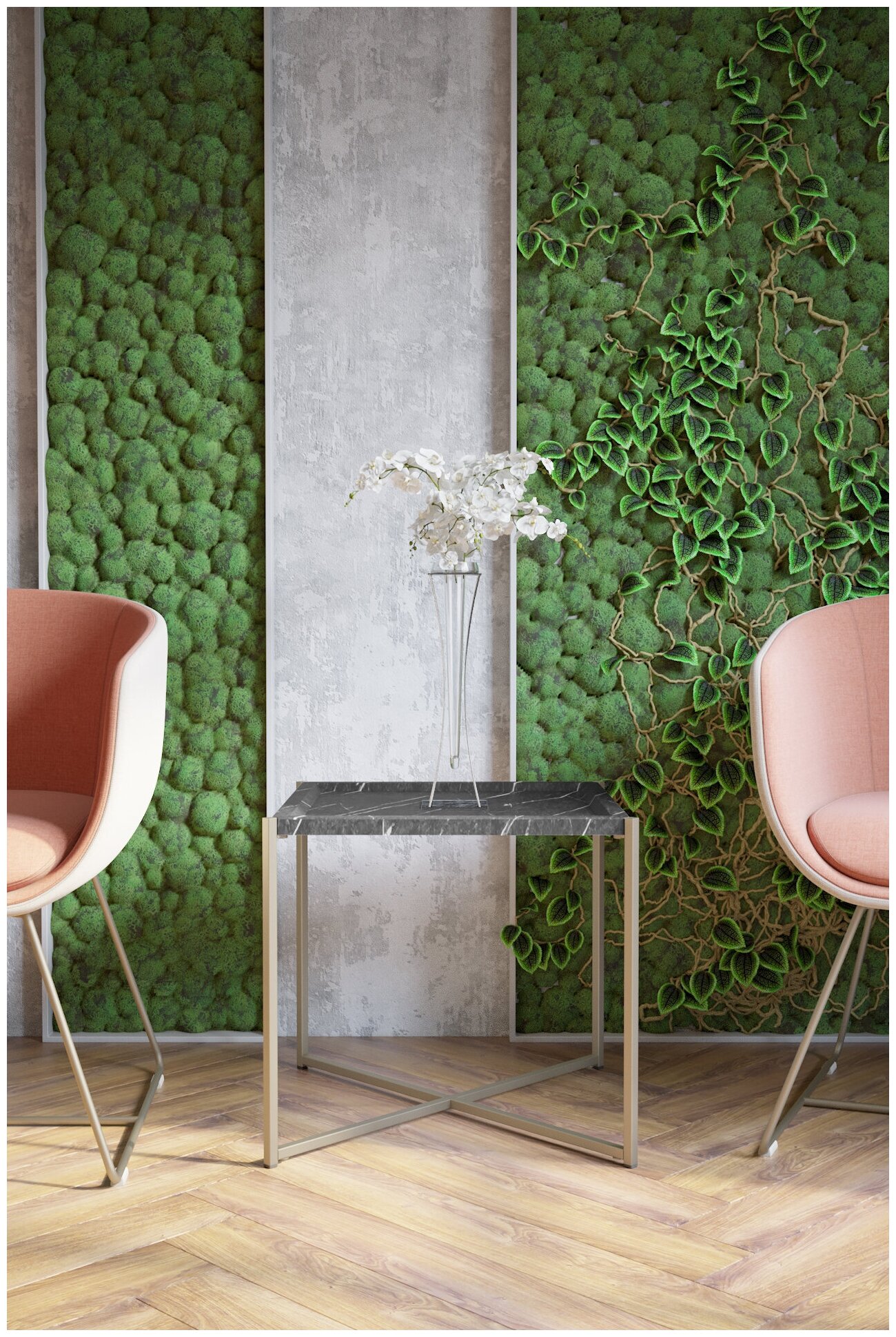 Столик "Стефан PRIME", журнальный, 52 см x 52 см, черный мрамор