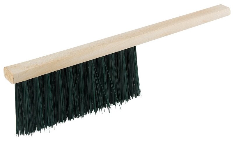 Щетка-сметка 300 мм 3-х рядная 34 куста ПЭТ ворс 67 мм высота темно-зеленый натуральное дерево береза