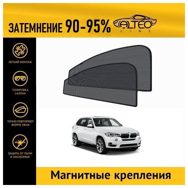 Каркасные автошторки ALTEO PREMIUM на BMW X5 (F15) рестайлинг (2013-2018) на передние двери на магнитах