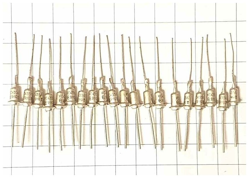 Стабилитрон КС433А, 20 штук / Аналоги: 2С433А, 1N3821 / Напряжение стабилизации 3,3В