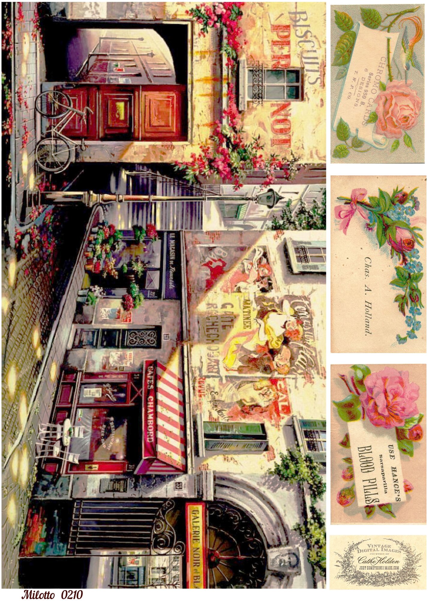 Рисовая бумага для декупажа карта салфетка А4 салфетка 0210 улица дом кафе винтаж крафт Milotto