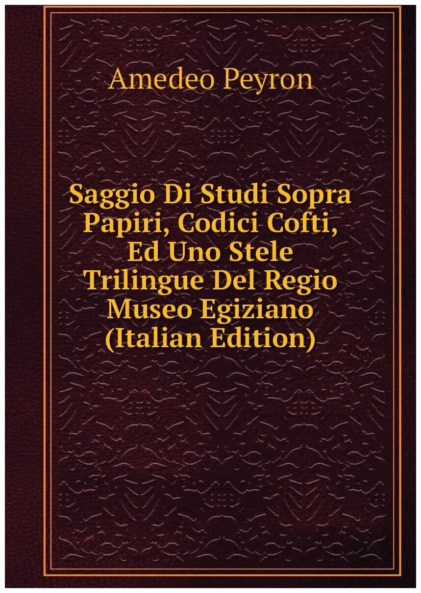 Saggio Di Studi Sopra Papiri, Codici Cofti, Ed Uno Stele Trilingue Del Regio Museo Egiziano (Italian Edition)
