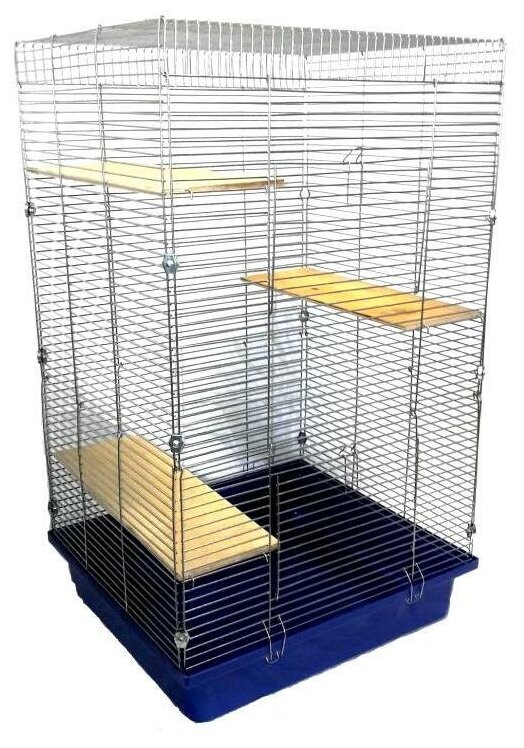 Вака Клетка для шиншилл "макси", сборно-разборная, с 3-мя деревянными полками, 52х58х97 см