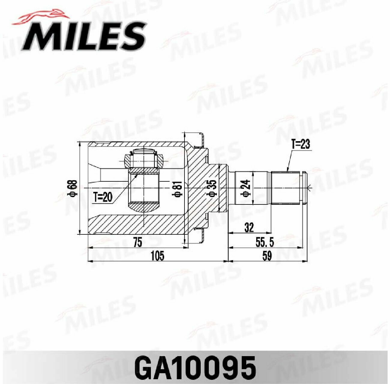 ШРУС HONDA CR-V RE3/RE4 2007-2012 внут. Зад, MILES, GA10095
