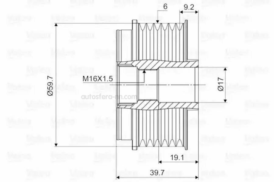 VALEO 588021 Обгонный шкив генератора OPEL ASTRA G, H, COMBO, CORSA C, D, MERIVA, ZAFIRA