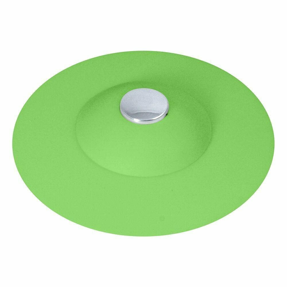 Заглушка с сетчатым фильтром от засоров, от волос / Силиконовая пробка для ванной, для раковины, зеленый