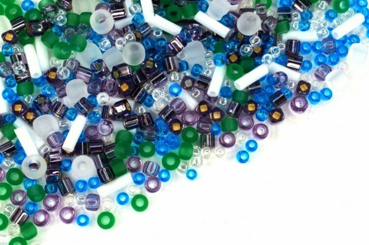 Бисер японский TOHO MIX 3229, смесь форм и размеров, оттенок белый/зеленый/голубой/фиолетовый, 10 грамм