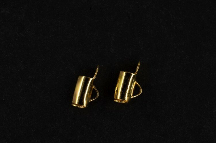 Концевик-трубочка с петелькой 5,5х5мм, внутренний диаметр 2мм, отверстие 1х2мм, цвет золото, 04-131, 2шт