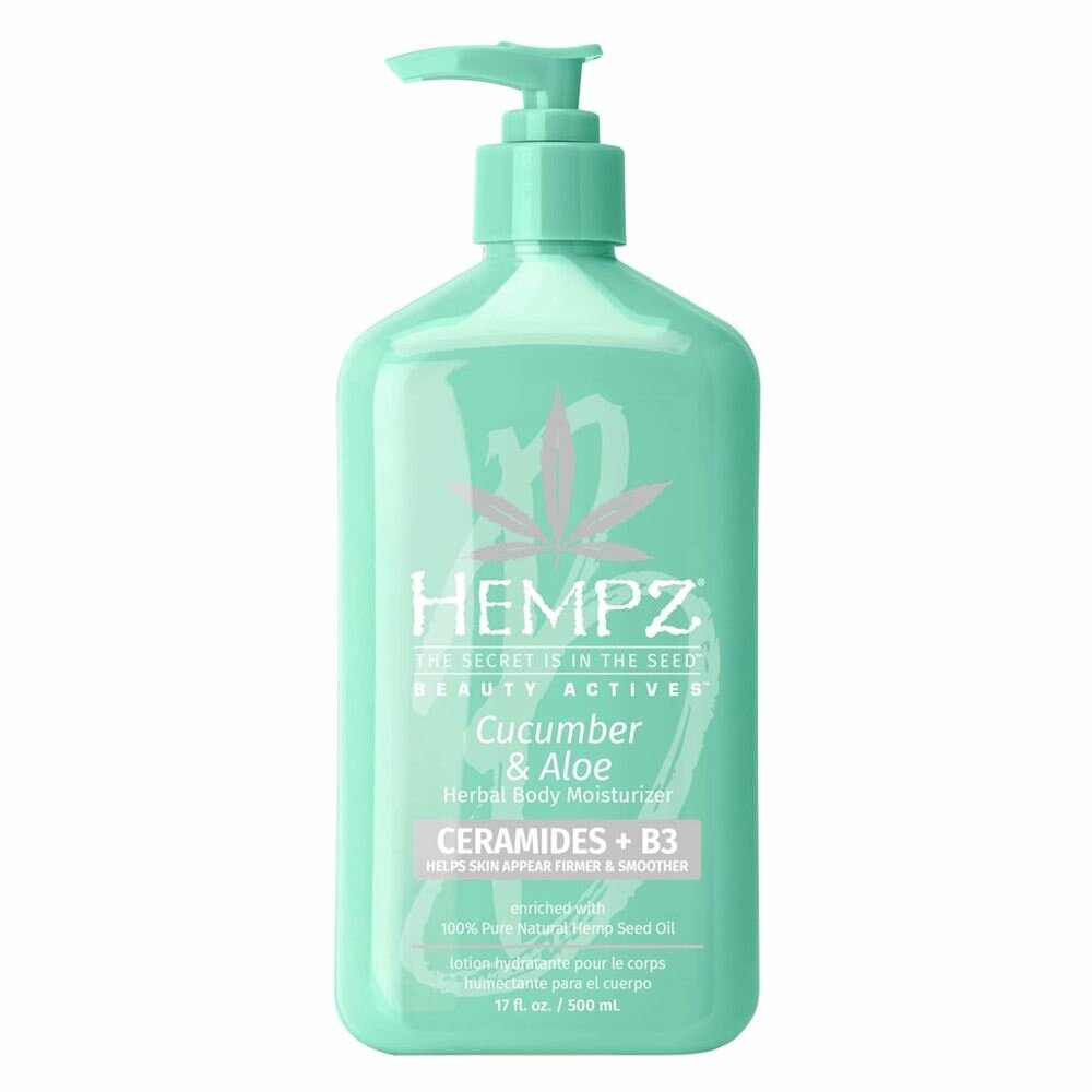 Молочко Hempz Body Care Actives Cucumber & Aloe Herbal Body Moisturizer with Ceramides + B3, Молочко для тела с церамидами и В3 Огурец и Алое, 500 мл