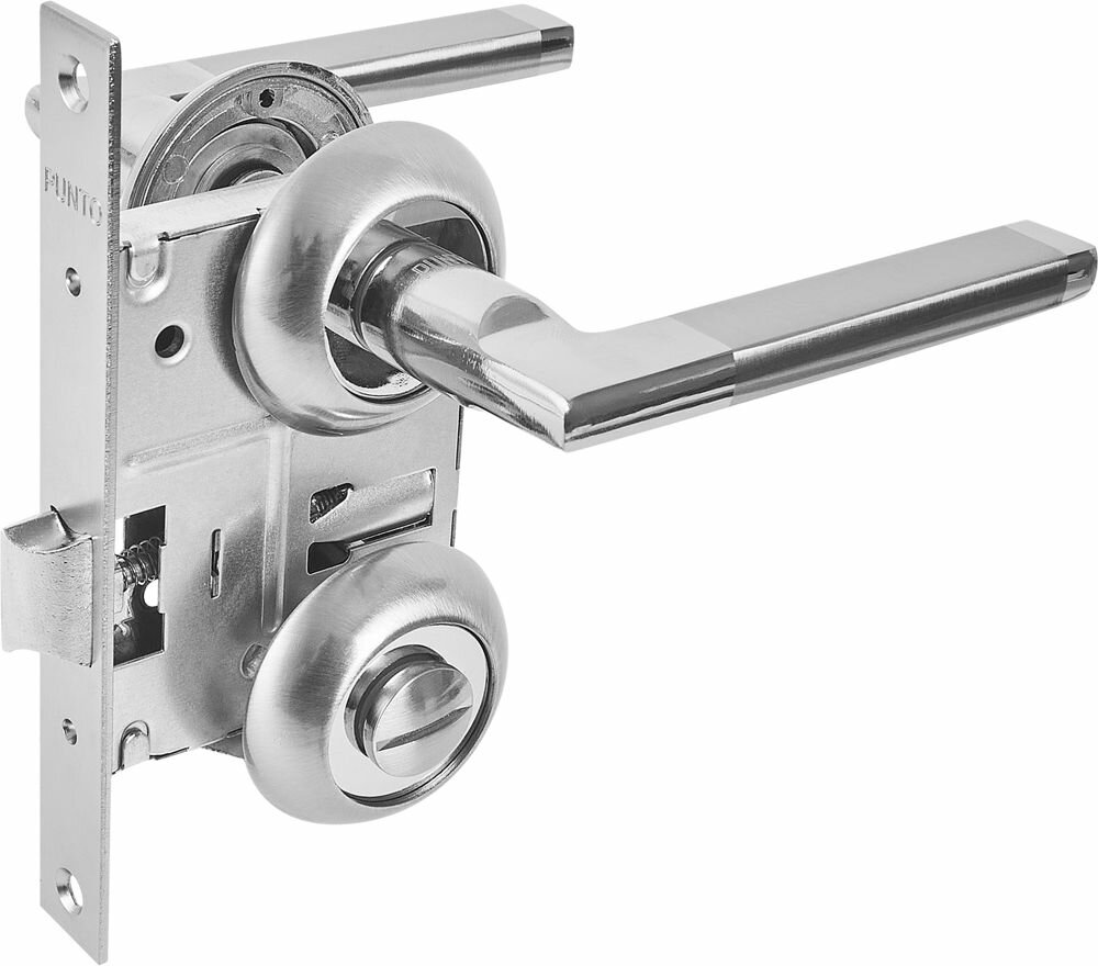 Дверные ручки Punto Polo, с запиранием, комплект, цвет никель/хром