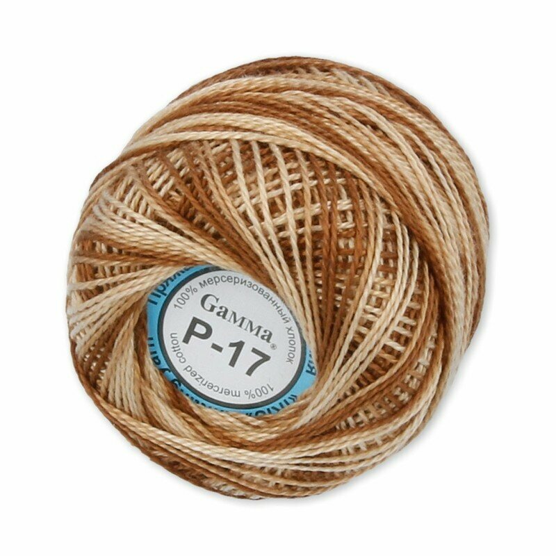 Пряжа Gamma Ирис меланж 100% хлопок 10 шт. х 10 г Р-17 коричневый-св. коричневый