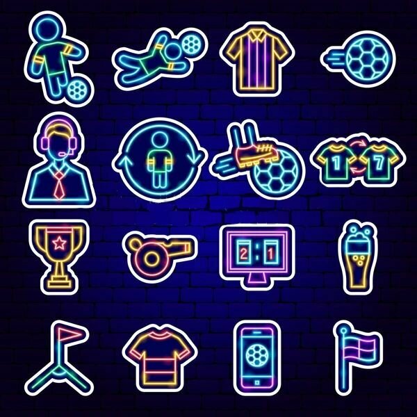 Наклейки стикеры Неоновый футбол
