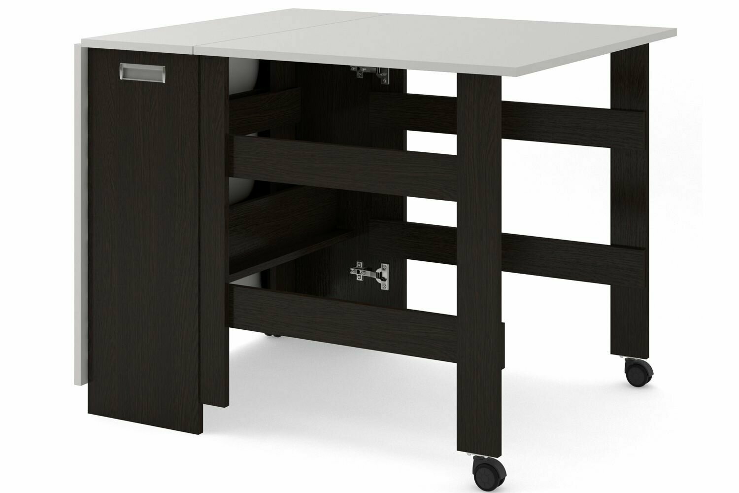 Стол-книжка №1 обеденный, венге цаво/белый гладкий, современный стиль