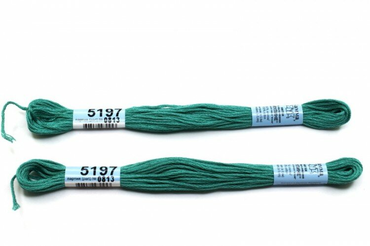 Мулине Gamma, цвет 5197 бирюзовый, хлопок, 8м, 1шт