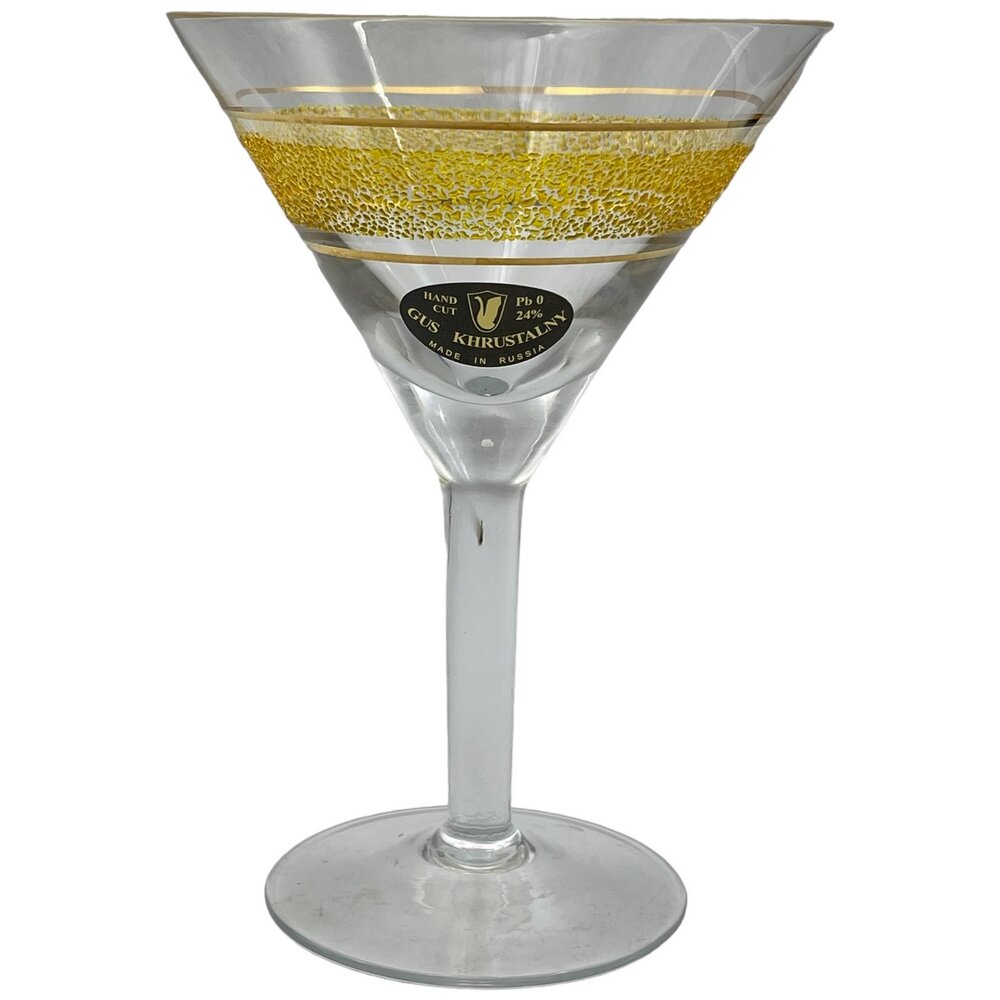 Бокал для мартини "Солнце", стекло, позолота, 1991-2000 гг, Гусь-Хрустальный, Россия