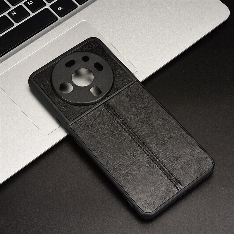 Чехол-бампер MyPads Culture Perimetrali на Xiaomi 12S Ultra из силикона со вставкой из эко-кожи с прошивкой черный