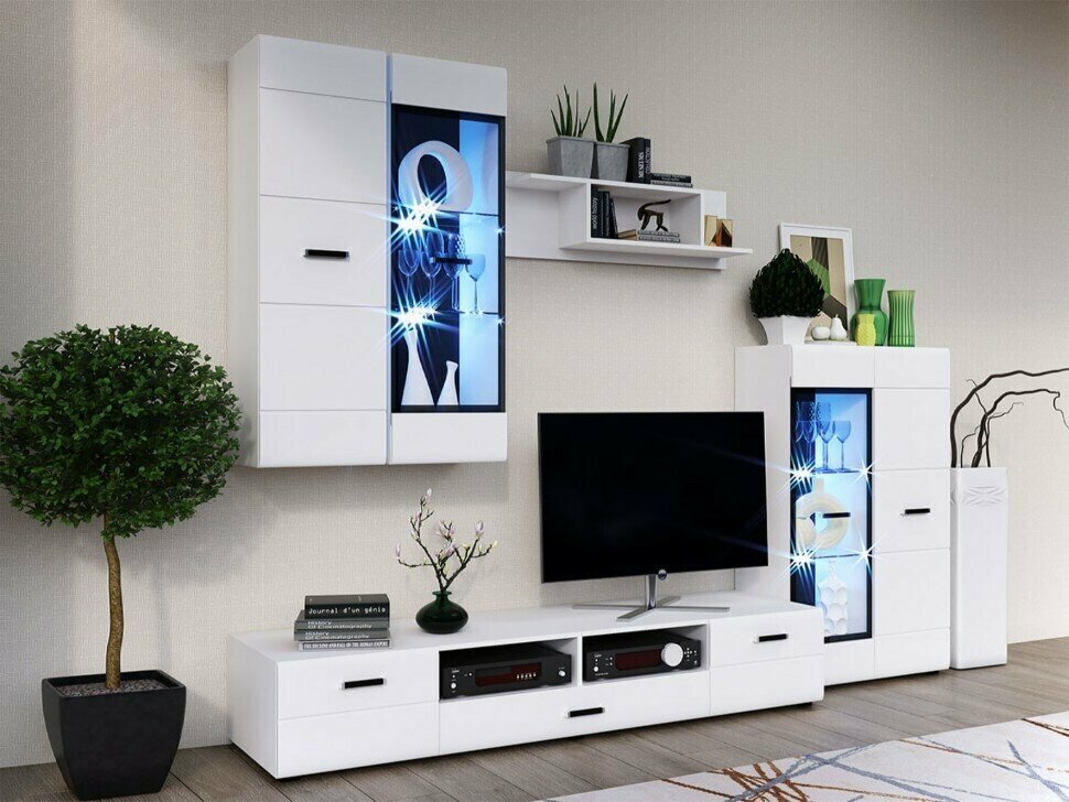 Комплект мебели для гостиной "Нэнси" NEW Композиция №1 Белый глянец/Белый